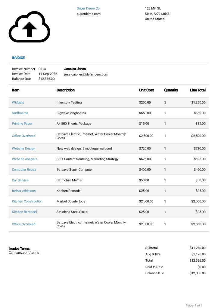 Logistics Company Invoice Template - Free Invoicing Software for Small Businesses | Invoice Ninja