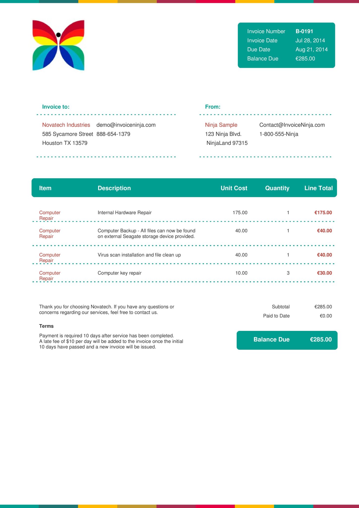 Logistics Company Invoice Template - Invoice Ninja