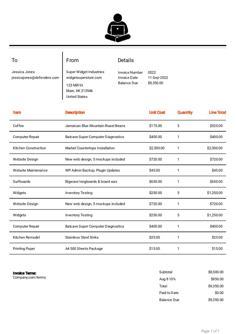 Manufacturing Invoice Template - Free Invoicing Software for Small ...